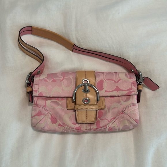 Coach | Bags | Coach Pink Logo Shoulder Bag | Poshmark